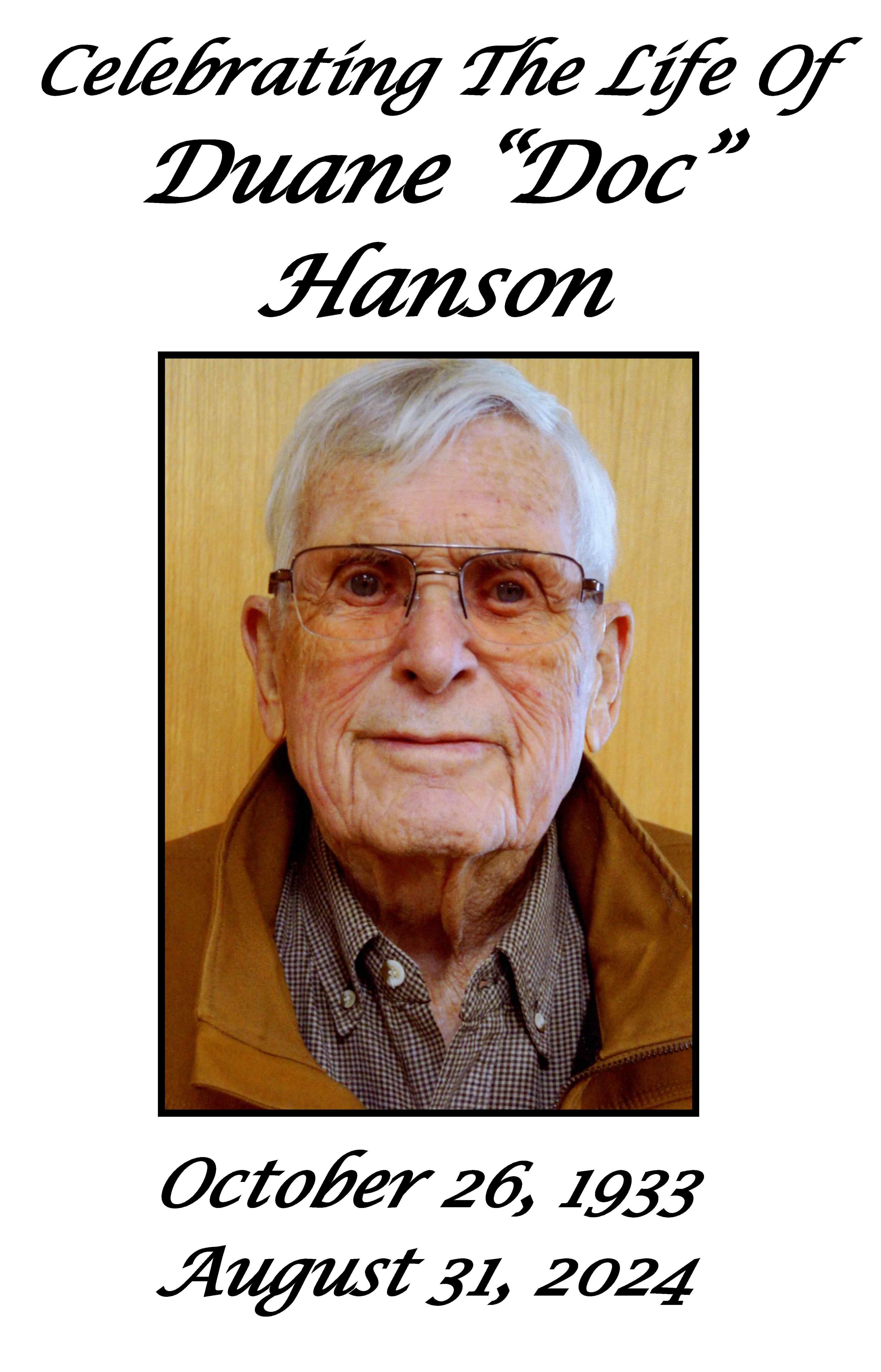 Obituary | Duane "Doc" Hanson of Lisbon, North Dakota | DAHLSTROM ...